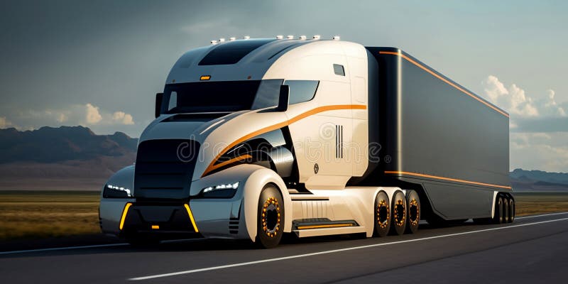 Electric Autonomous Truck in Outside Environment. Generated by AI Stock ...