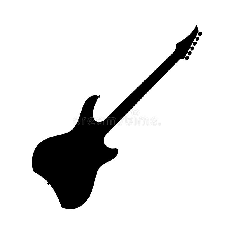 Electric Bass Guitar Icon Silhouette Of Guitar Music Instrument Icon Stock Vector