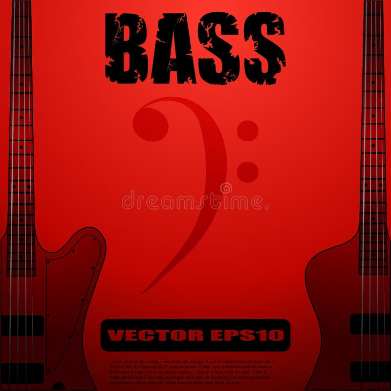 Electric Bass Guitar Vector Illustrations Stock Vector - Illustration ...