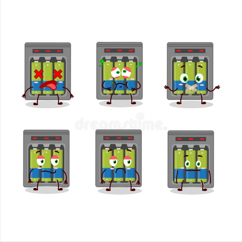 Electric Battery Charge Cartoon Character with Nope Expression Stock ...