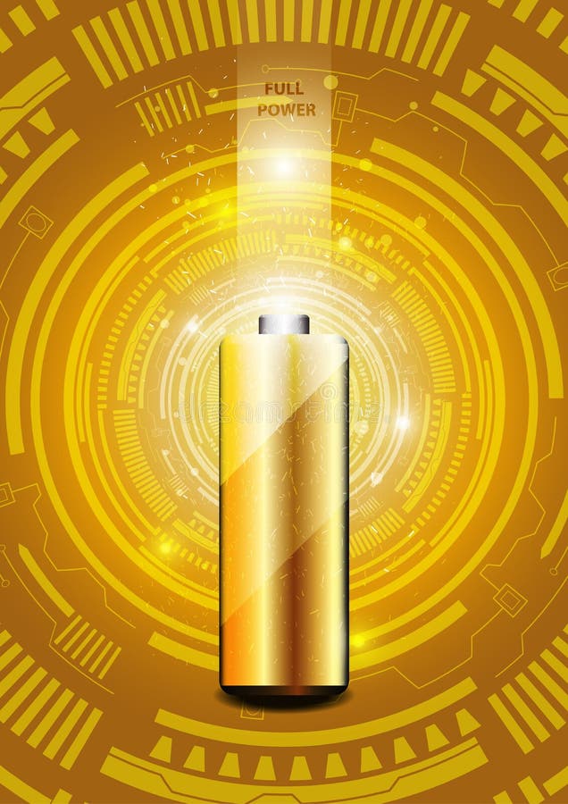 Electric Battery Energy, Illustration, Gold Light Abstract Technology ...