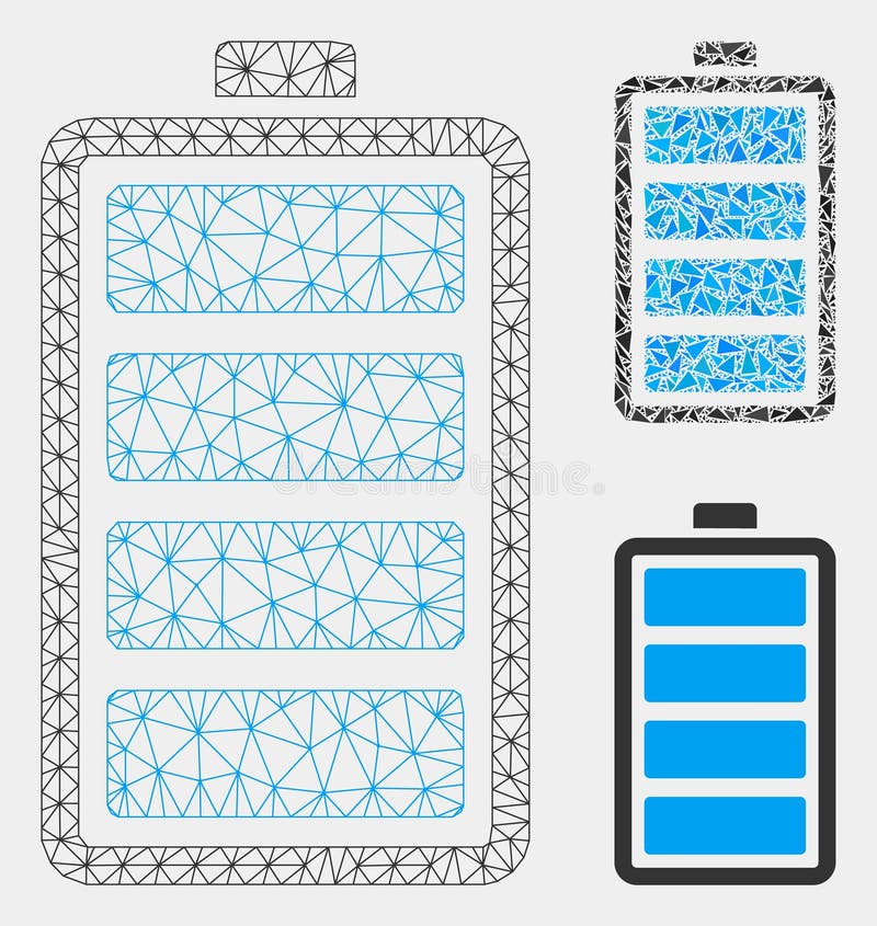 Electric Battery Vector Mesh 2D Model and Triangle Mosaic Icon Stock ...