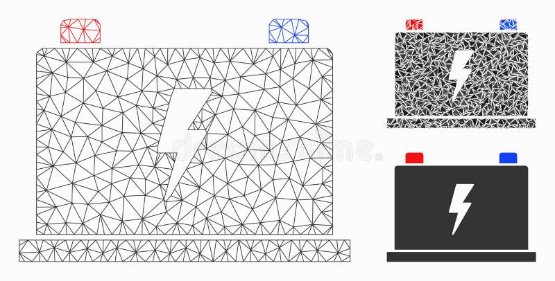 Electric Battery Vector Mesh Wire Frame Model and Triangle Mosaic Icon ...