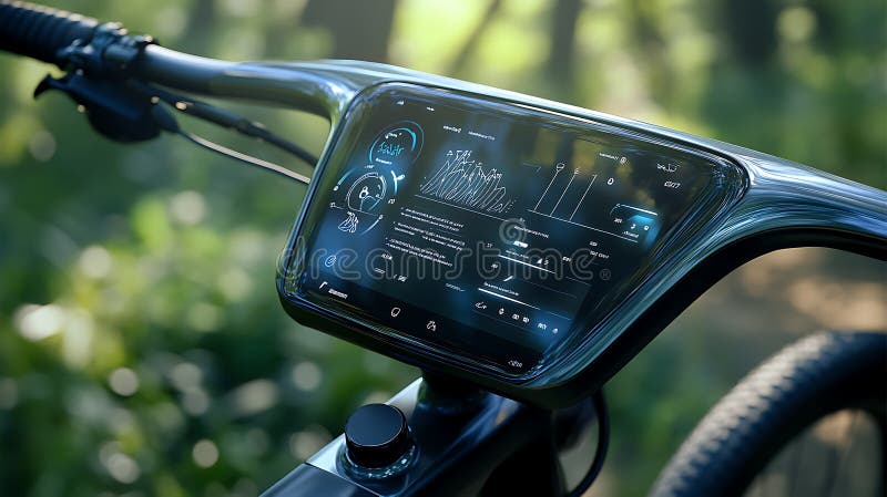Electric Bicycle Display Bike Technology Cycle Handlebar Screen Dashboard Ride Data Information ...