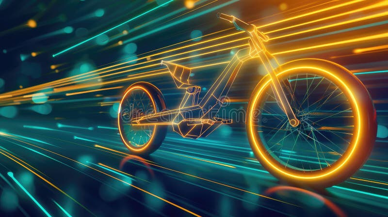An Electric Bicycle with Light Streaks and Motion Effect Stock ...