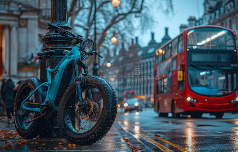 Electric Bicycle Parked on Street in London Stock Image - Image of town ...