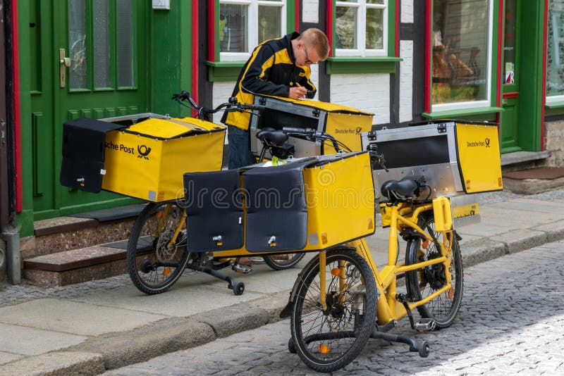 Electric Bicycle Postman German Post Editorial Stock Photo - Image of ...