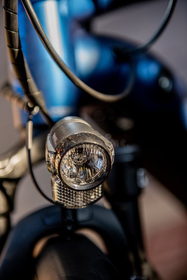 Electric Bike. Closeup of a Bicycle Reflector Head Light. Bicycle Front ...