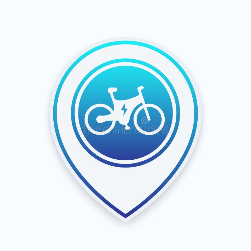 Electric Bike Icon on Map Pointer Stock Vector - Illustration of ...