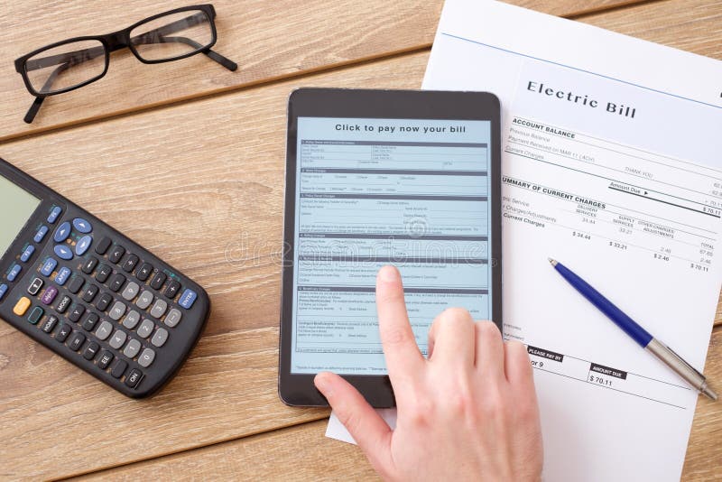 Electric Bill Charges Form for Internet Payment Stock Image - Image of ...