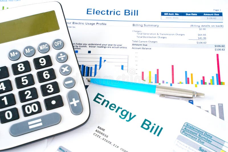 Electric Bill Statement and Home Energy Consumption Stock Image - Image ...