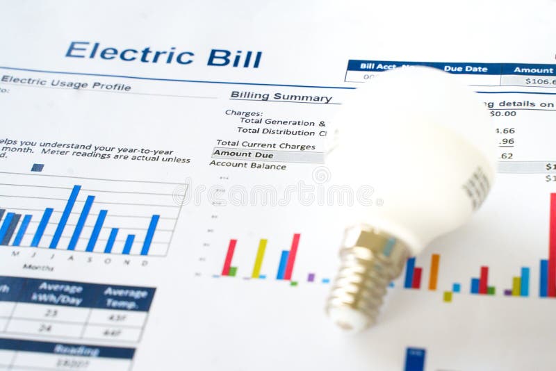 Electricity Bill Charges Paper Form on a Table Stock Photo - Image of ...