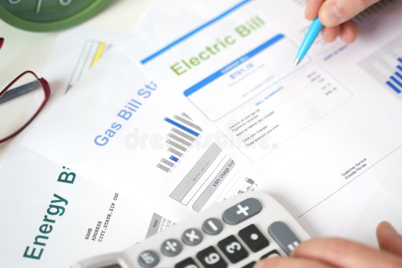 Electric Bill Statement and Home Energy Consumption Stock Image - Image ...