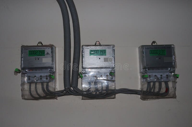 Electric Billing Meters and Wires on Board Stock Image - Image of ...