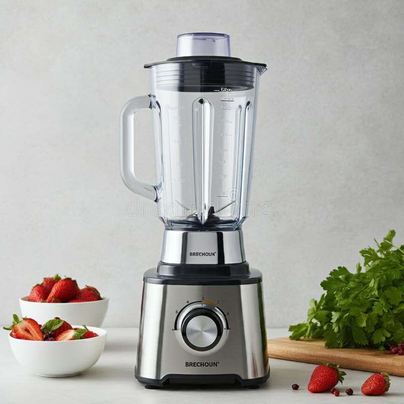 Electric Blender with a Transparent Plastic Pitcher and Stainless Steel ...