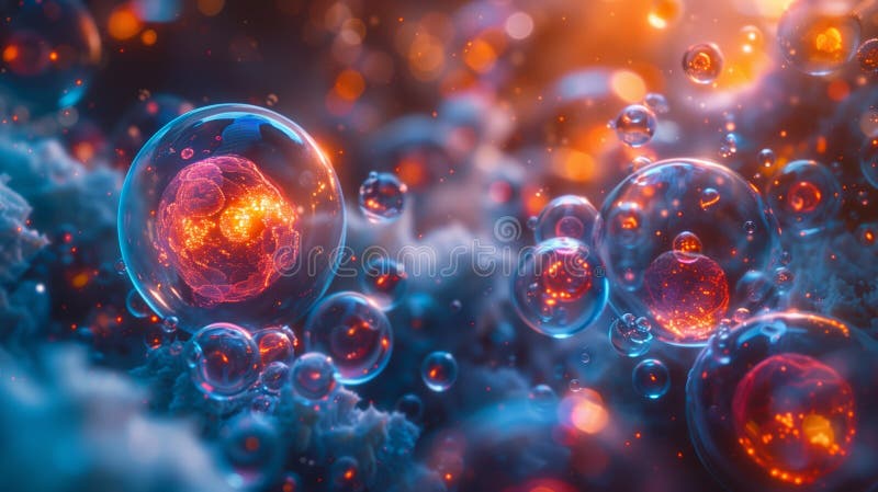 Electric Blue Bubbles Float in Air, Creating a Beautiful Pattern Stock ...