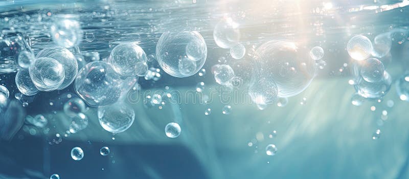 Electric Blue Bubbles Hover in Water, Creating a Mesmerizing Display ...