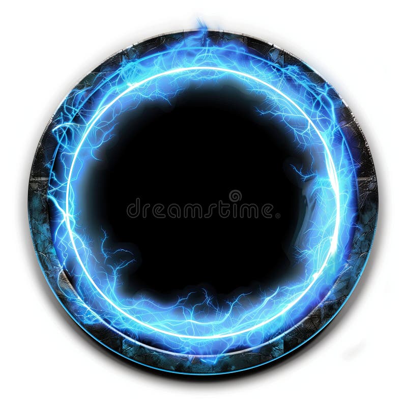 An Electric Blue Circle of Fire in Space, Surrounded by Darkness Stock ...