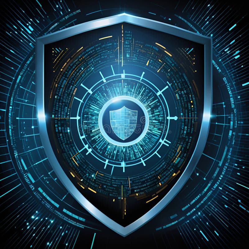 Electric Blue Circle Shield in Symmetrical Pattern on Dark Space ...