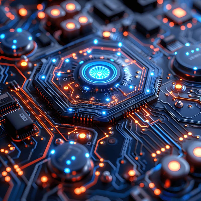 Electric Blue Circuits, Wiring the Future. Stock Illustration ...