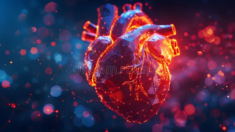 Computer Generated Human Heart Image on Electric Blue Background Stock ...