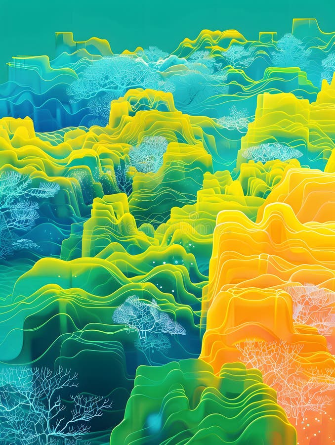 An Electric Blue Computergenerated Image of a Coral Reef Underwater ...