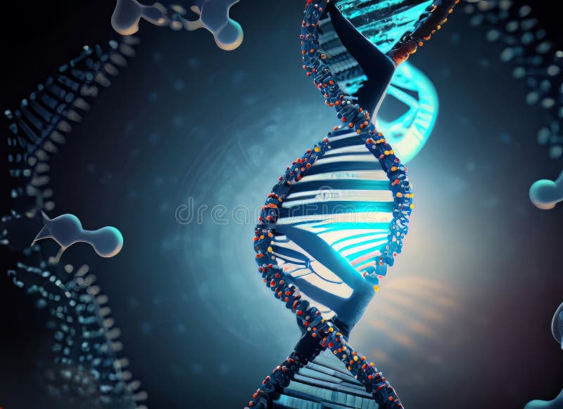 An Electric Blue DNA Strand Enclosed by Molecules in an Azure Organism ...