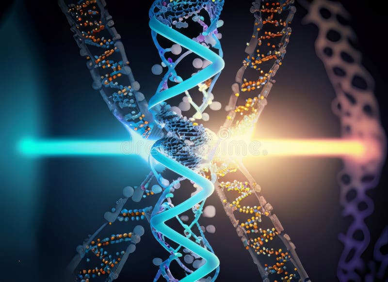 An Electric Blue DNA Strand Enclosed by Molecules in an Azure Organism ...