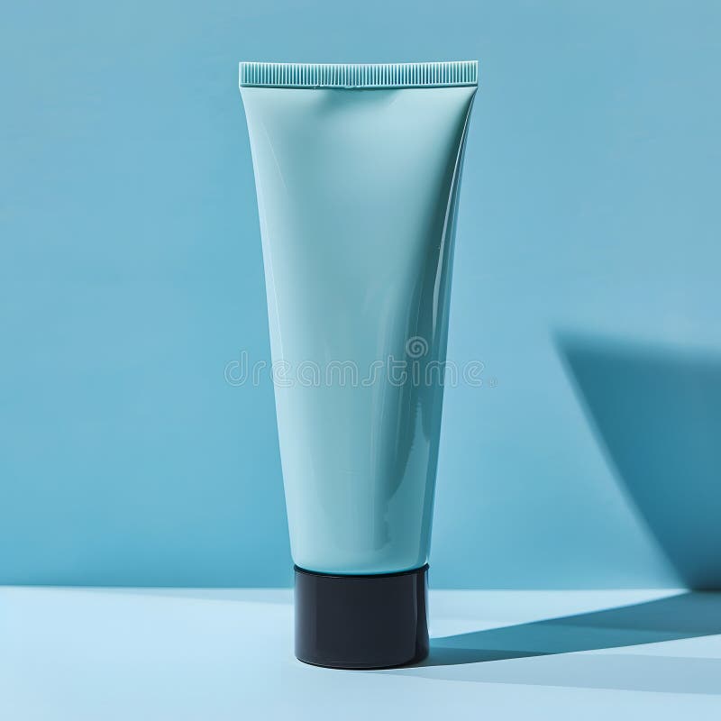 An Electric Blue Drinkware Tube with a Black Cap Sits on a Matching ...