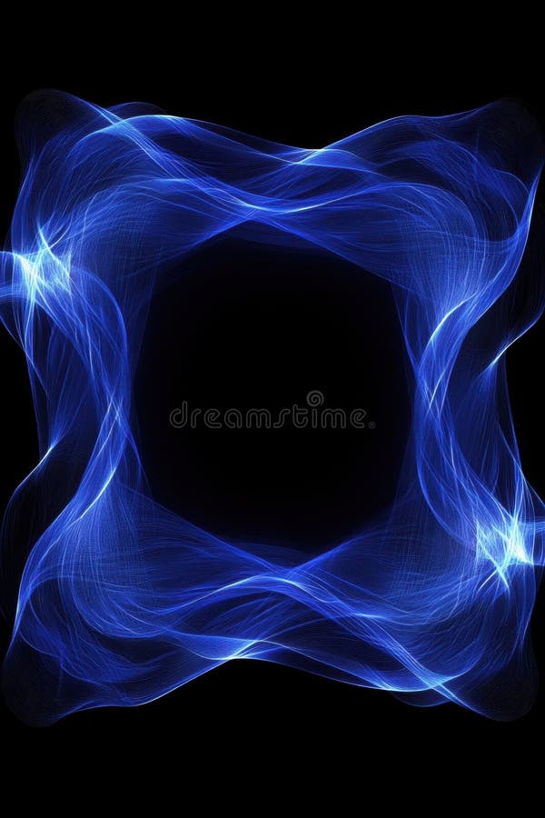 Electric Blue Energy Frame on Black Background Stock Illustration ...