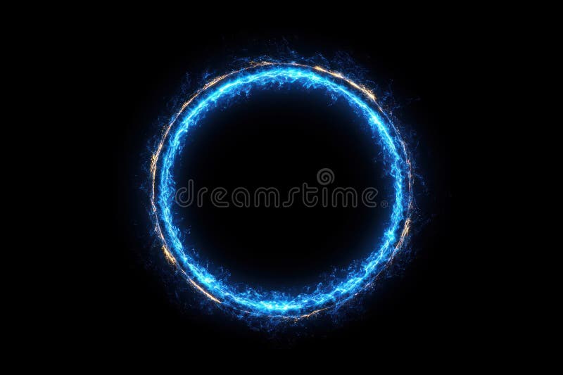 Electric Blue Glowing Plasma Ring Light on Black Background - Abstract Magic Effect Stock ...