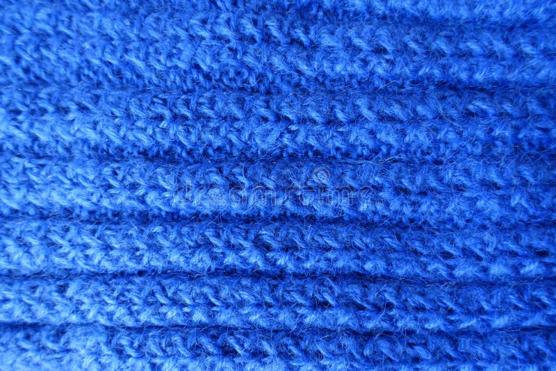 Electric Blue Handmade Rib Knit Fabric from Above Stock Image - Image ...