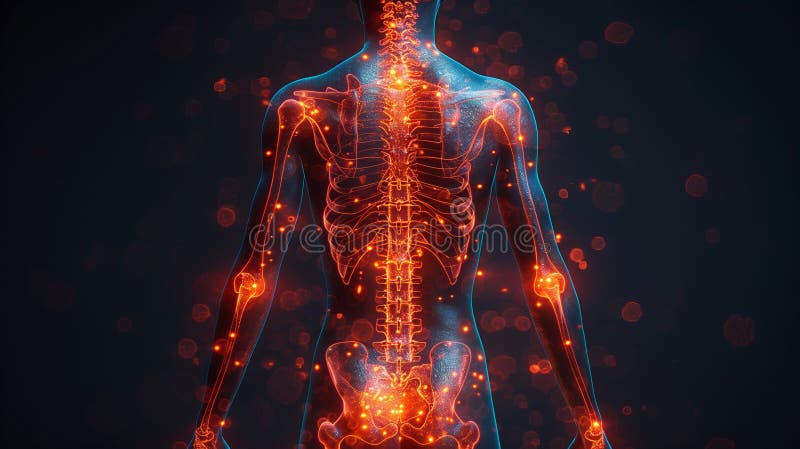 Electric Blue Human Anatomy Image Shows Skeleton and Joints Stock Image ...