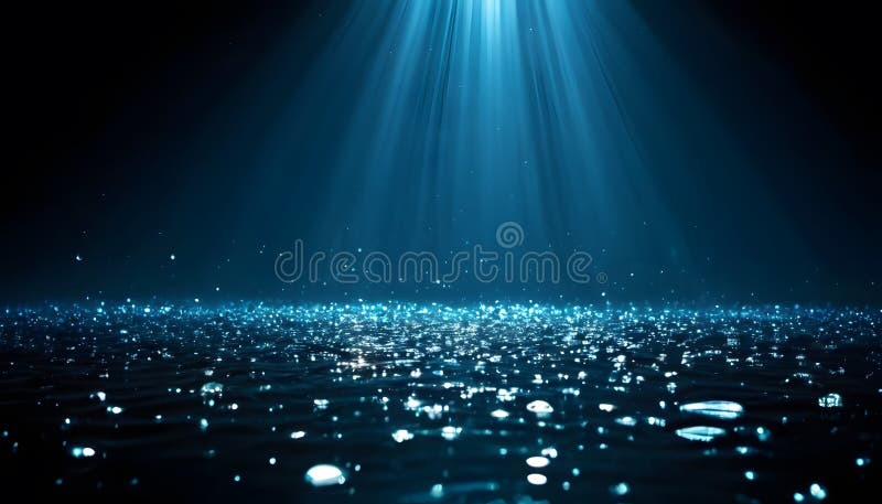 Electric Blue Light Shines through the Aqua Water, Creating Bubbles ...