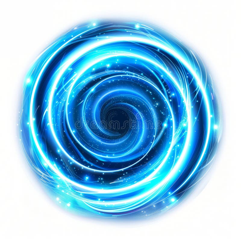 Electric Blue Light Spirals, Isolated on White. Stock Photo - Image of ...