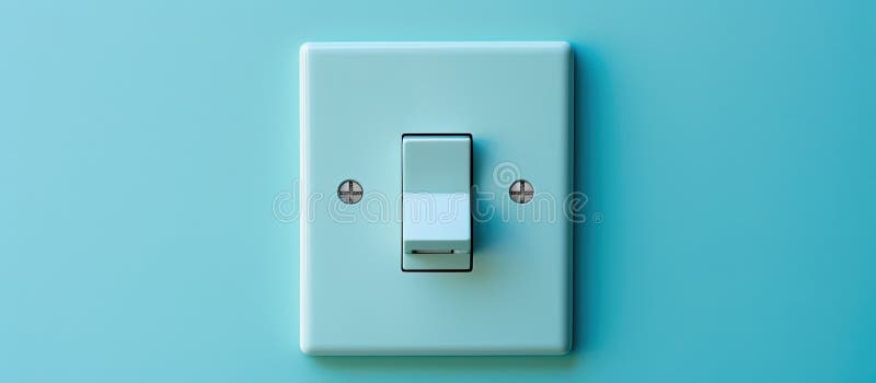 Electric Blue Light Switch Mounted on Titanium Fixture on Blue Wall ...