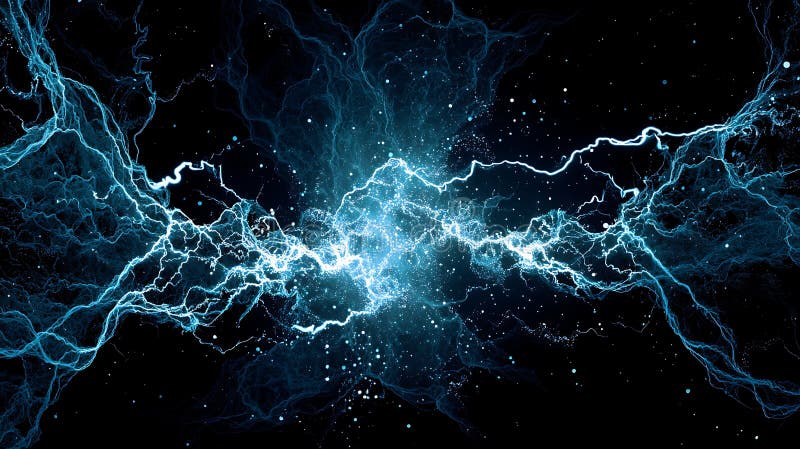 Electric Blue Lightning Arcs Across a Dark Background, Creating a ...