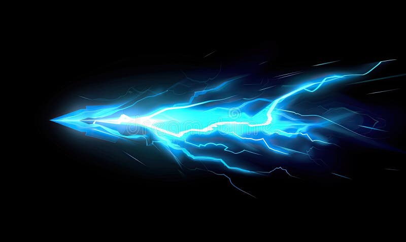 Electric Blue Lightning Bolt on a Black Background, Representing Energy ...