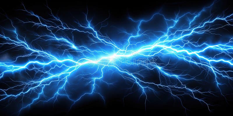 Electric Blue Lightning Bolt Blazing Across a Dramatic Dark Background a Powerful Abstract ...