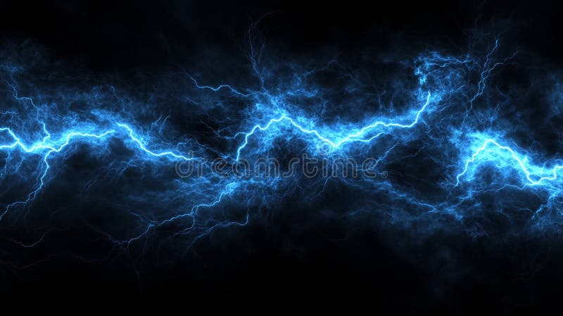 Electric Blue Lightning Bolt on Dark Background Stock Image - Image of ...
