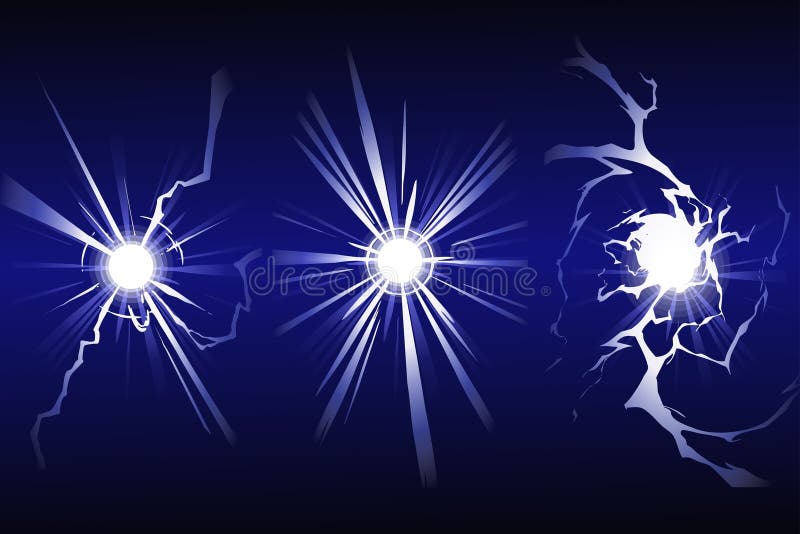 Electric Blue Lightning Energy Explosion Set Stock Illustration ...