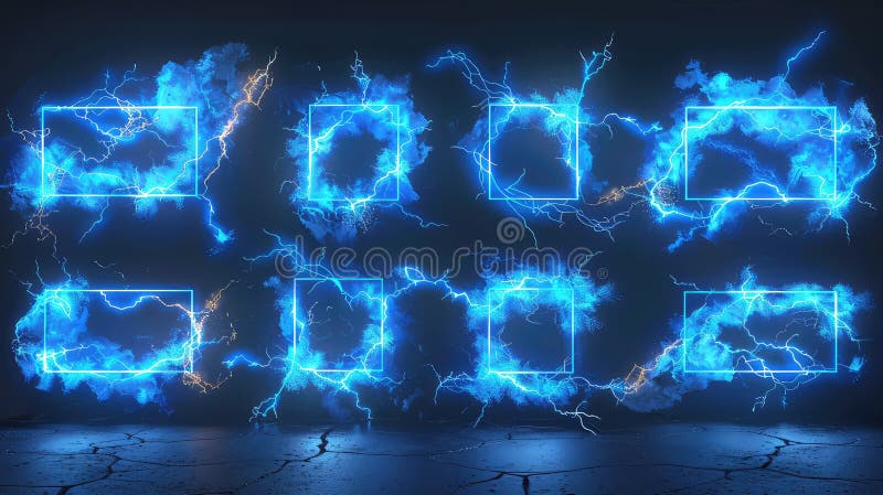 Electric Blue Lightning Frames Stock Photo - Image of scifi ...