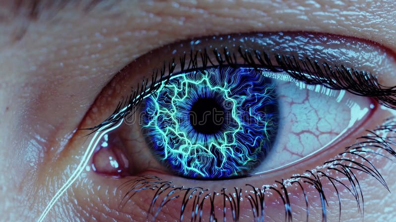 Electric Blue Lightning Pattern in Human Eye Creates Supernatural ...