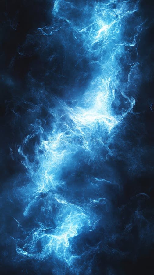 Electric Blue Lightning and Plasma Energy in Dark Space, with Swirling ...