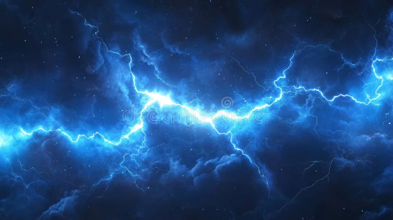 Electric Blue Lightning Storm, Dramatic Energy Discharge and ...