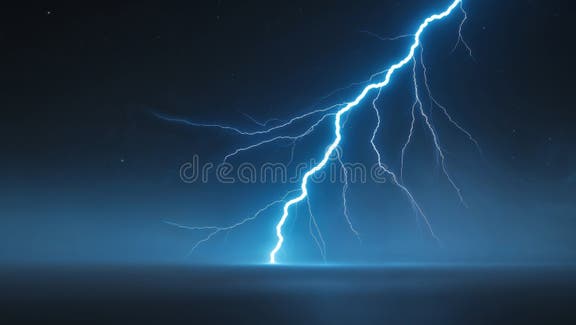 Electric Blue Lightning Strike Across Dark Space Stock Photo - Image of ...