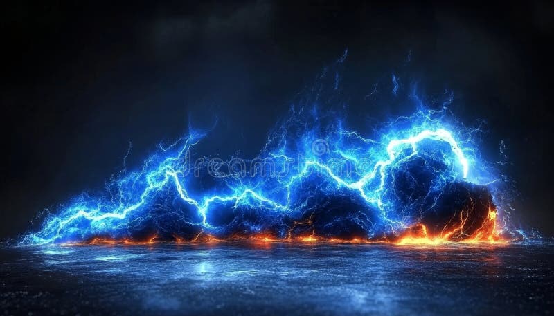 Electric Blue Lightning Strike, Intense Energy Discharge, Dramatic ...