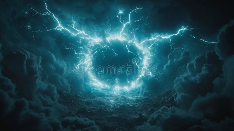 Electric Blue Lightning Strike, Storm Clouds, Dramatic Sky, Powerful ...