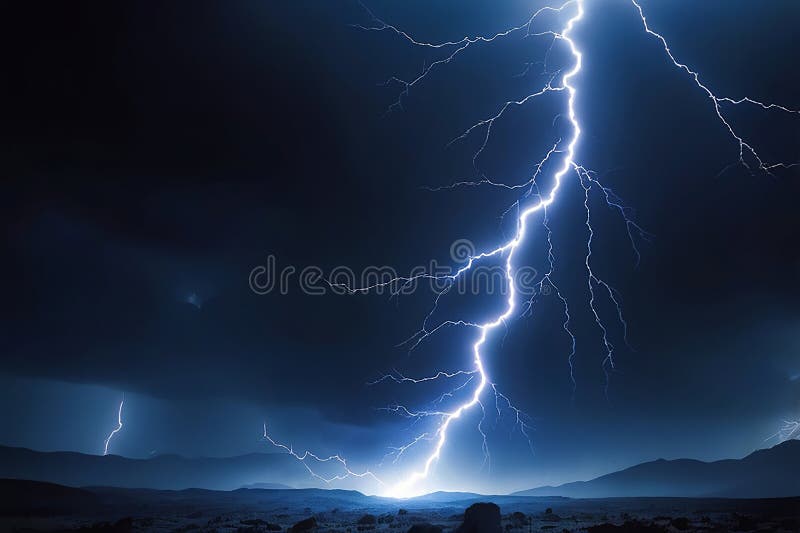 Electric Blue Lightning Striking through a Deep, Black Void, Casting ...