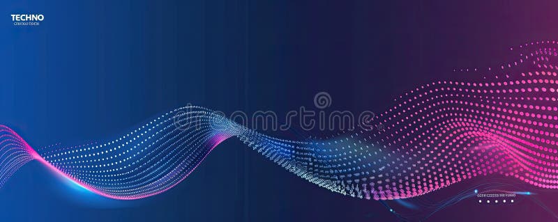 Electric Blue and Magenta Dots in a Purple Wave on a Dark Blue ...